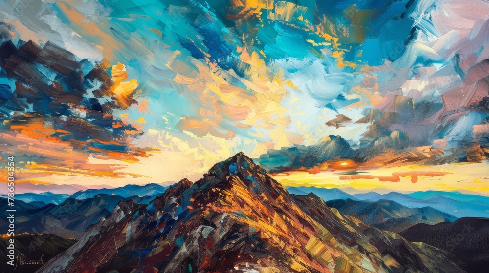 Immortalize the breathtaking beauty of a remote mountain peak at sunset ...