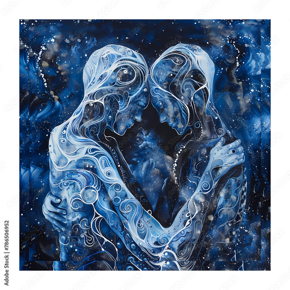 Twin flame soulmates amidst a cosmic backdrop, their connection ...