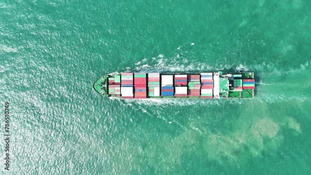 Top view Cargo Container ship the ocean ship carrying container and ...