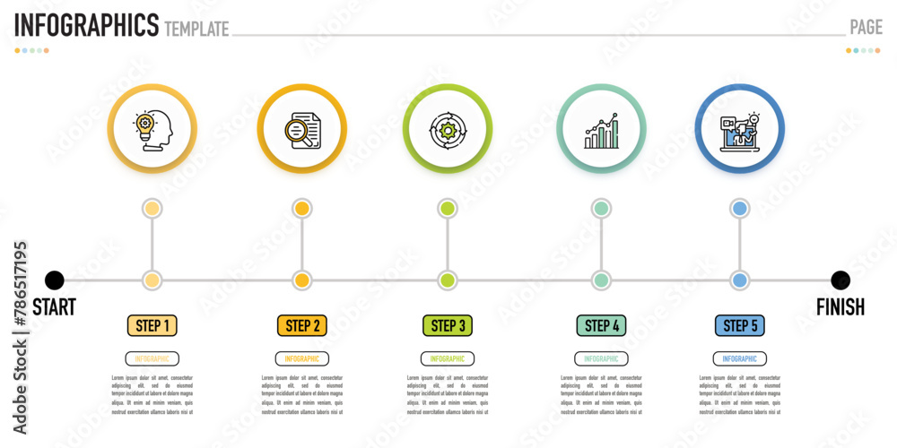 Circular infographic template or element with 5 step, process, option ...