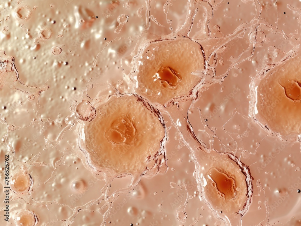 Showcasing a close up view of embryonic stem cells under a microscope ...