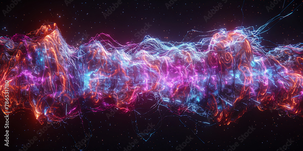 A colorful, glowing line of pixels that appears to be a part of a ...