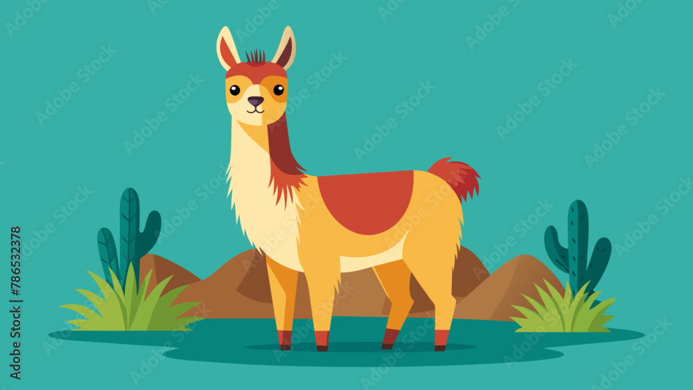Vector illustration of cute character south America lama. Isolated ...