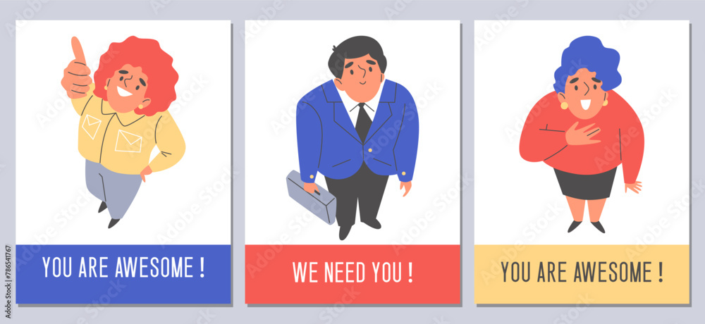 Vector illustration set of posters with overhead views of cartoon ...