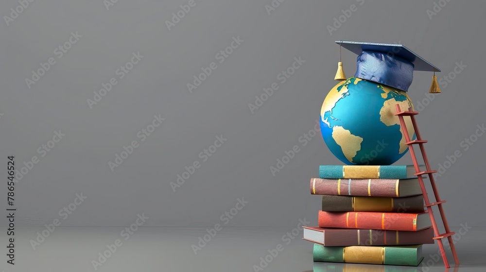 Free photo front view of stacked books, a graduation cap and ladders ...