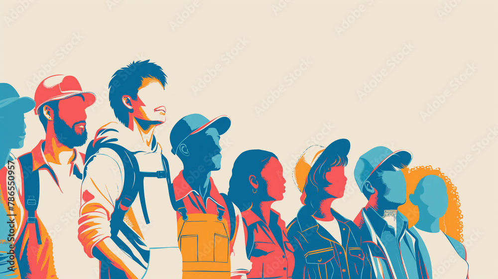 People of different professions together outline illustration, People ...