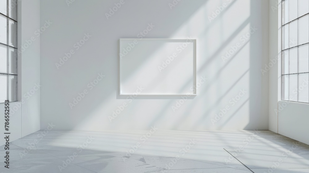 Create your masterpiece in this empty white room with a blank canvas ...