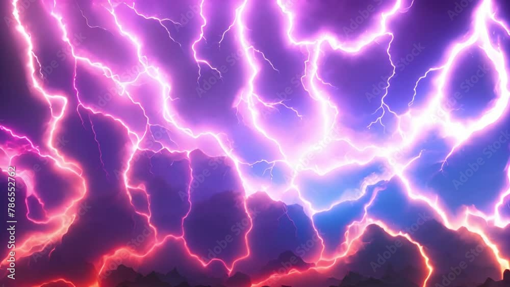 Lightning flash neon colors. Flashing. collision red and blue ...