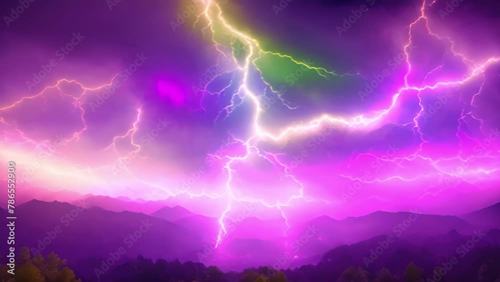 Lightning flash neon colors. Flashing. collision red and blue ...