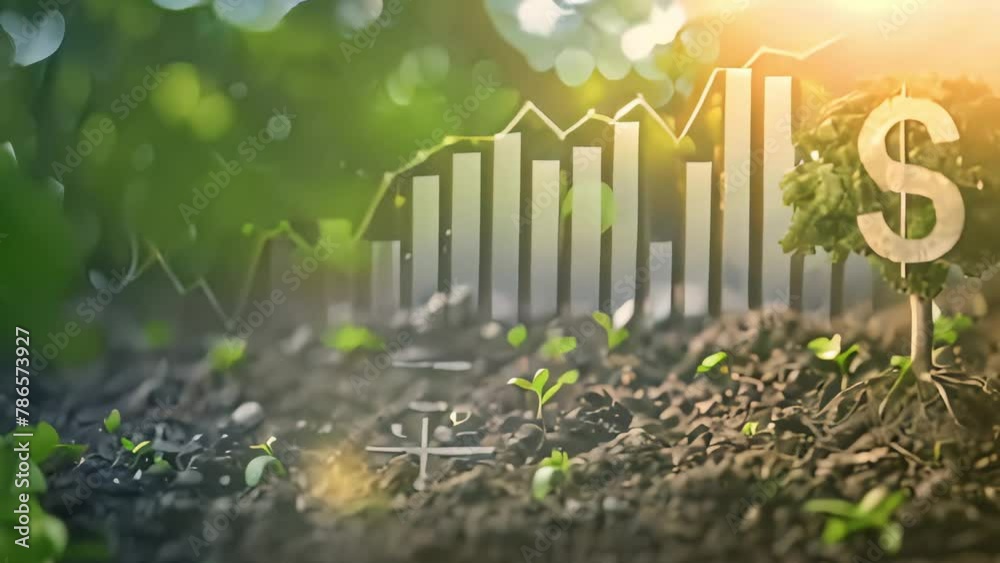 Illustration of a value growth chart with a tree adorned with a dollar ...