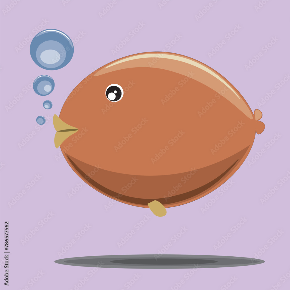 Cute fish vector illustration. Monochrome, shading. A floating fish ...