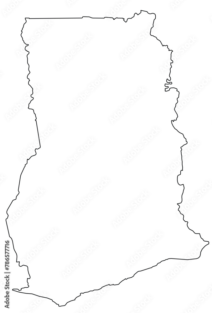 Outline of the map of Ghana with regions Stock Vector | Adobe Stock