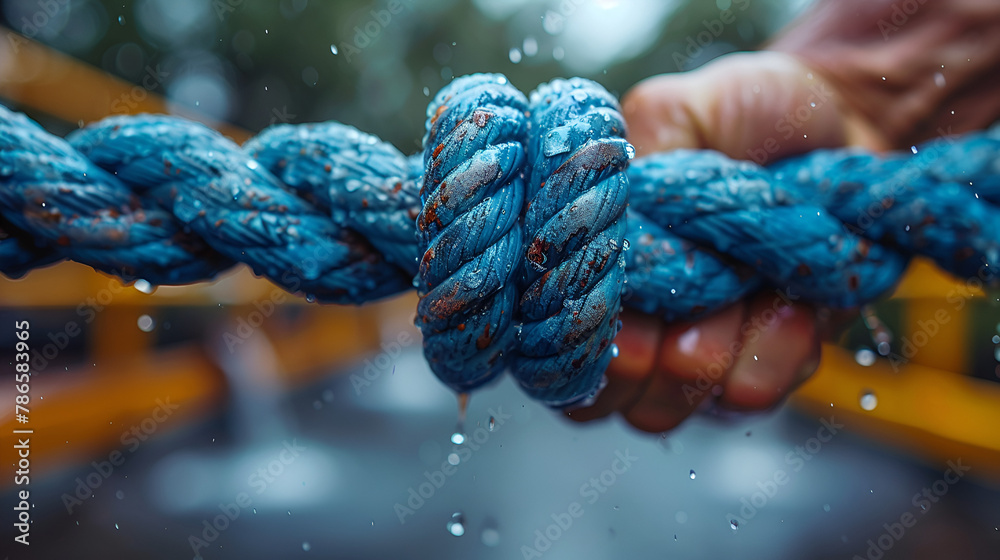 Ropes intricately woven into a knot create a compelling background with ...