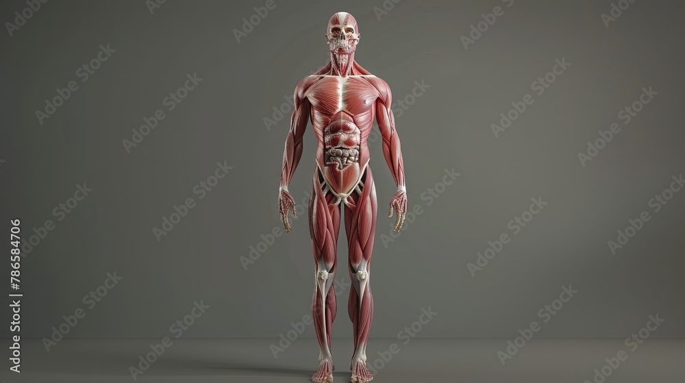 This image shows a human body from the front. It includes the torso ...