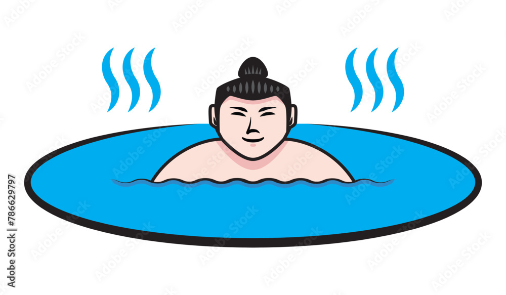 Line art vector of smiling Japanese wide body man or Sumo man in hot ...