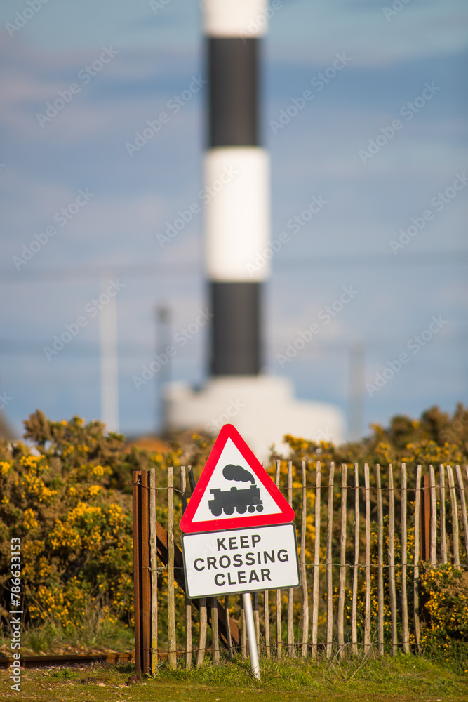 Keep Crossing Clear Railway Sign at Dungenees end of line Romney, Hythe ...