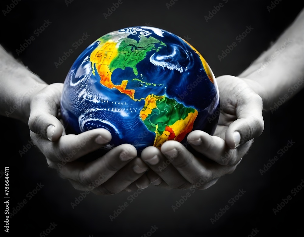 Let's protect the earth together, World Earth day concept. eco friendly ...