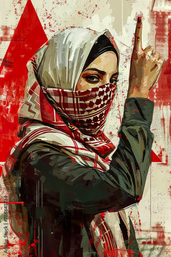 Generative AI illustration of digital painting of a Palestinian woman ...