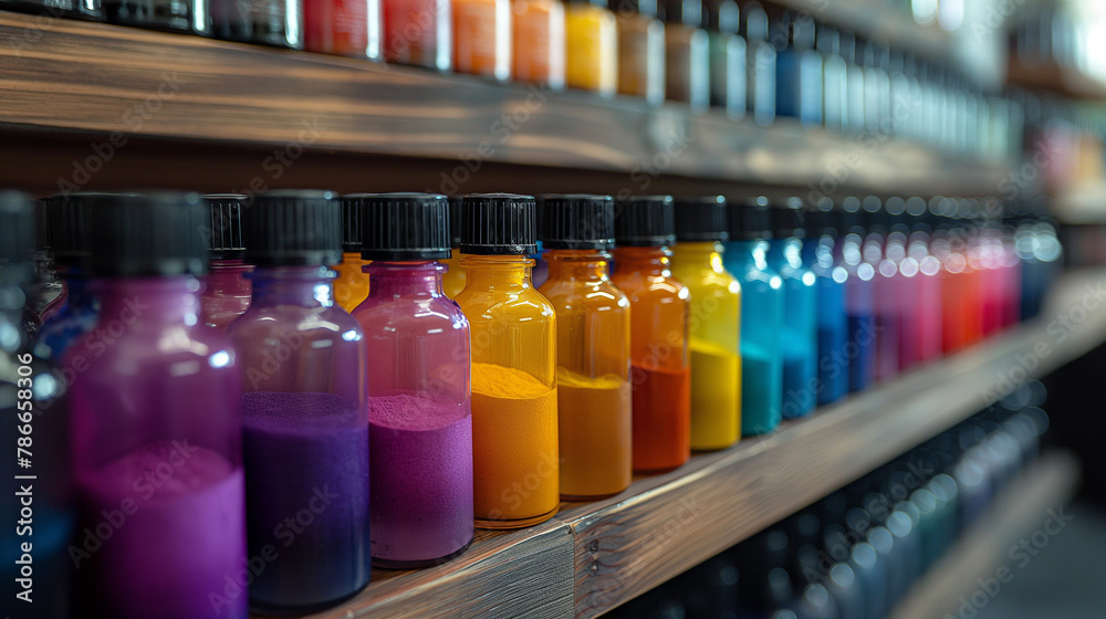 Vibrant Ink Selection: Shelves stocked with an extensive array of ...