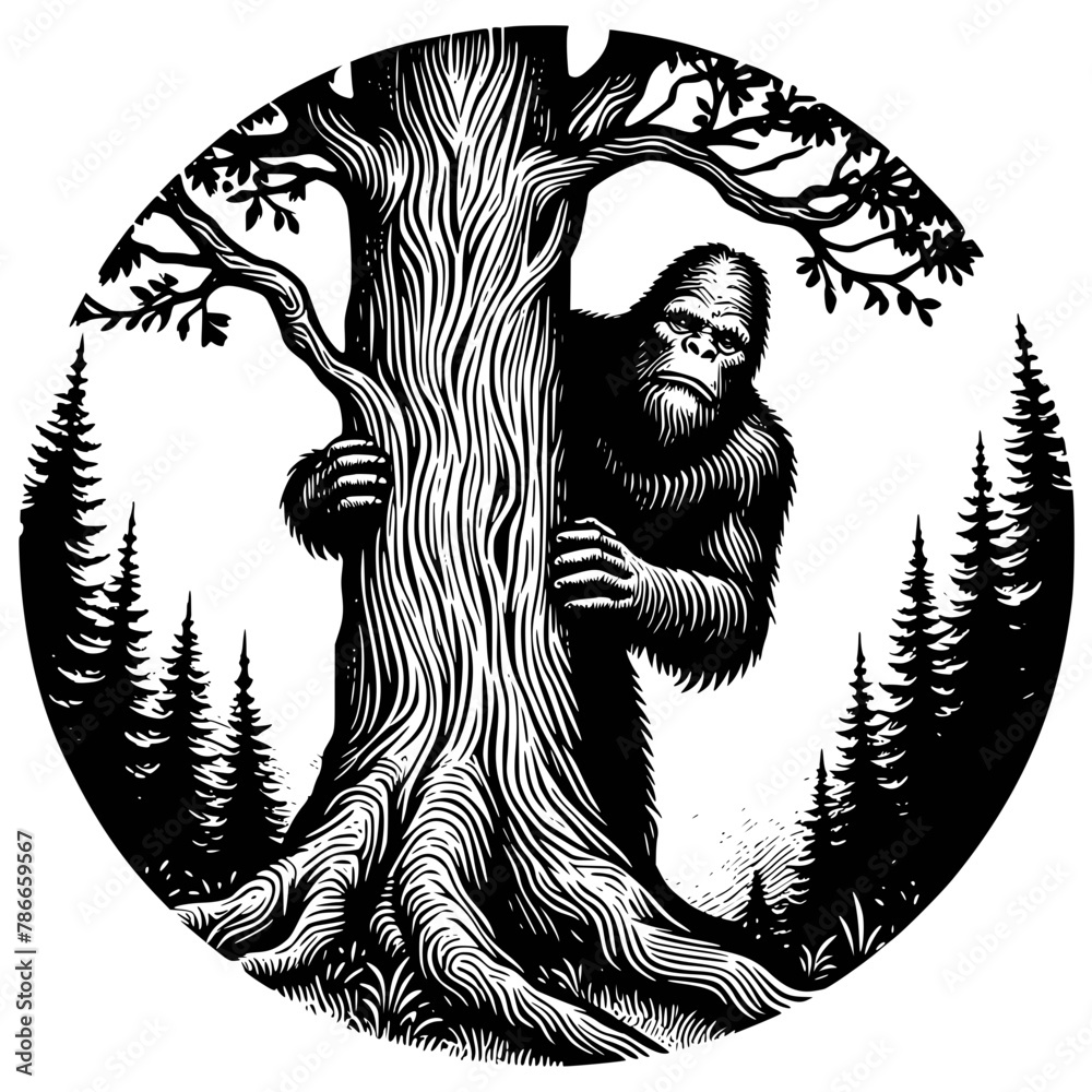 Vetor de Bigfoot Scene , big foot, Yeti, Sasquatch, Cryptid, Vector, laser cut file, Cricut ...