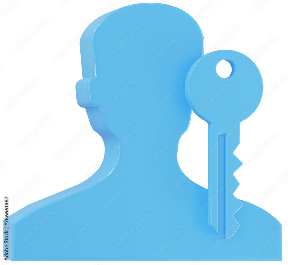 Passkey concept: A key in front of a user avatar on transparent ...