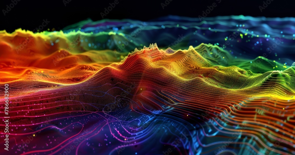 3D Data Visualization Mapping in Vibrant Digital Landscape - Abstract ...