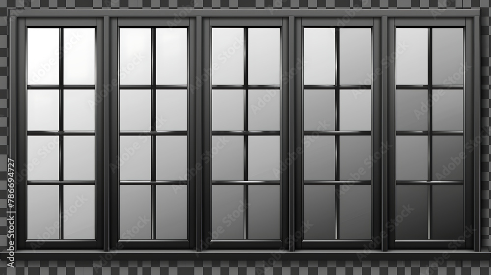 a window frame with six panes, set against a transparent background ...