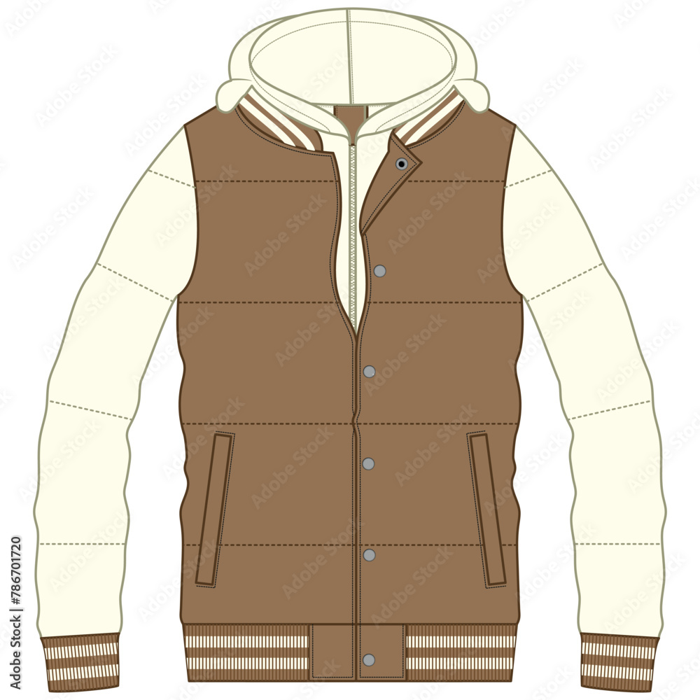 Unisex Varsity Jacket Front and back view. Fashion illustration, vector ...