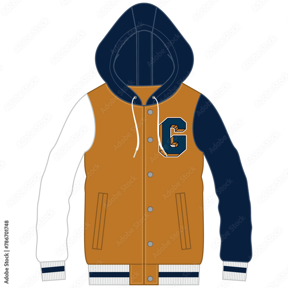 Vetor de Unisex Varsity Jacket Front and back view. Fashion ...