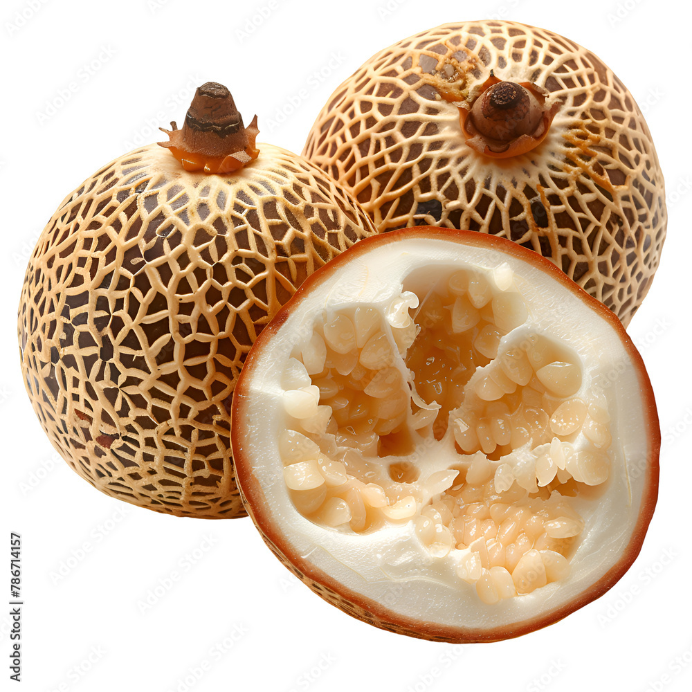 A realistic photo of a fresh cupuacu fruit, its brown, hairy exterior ...