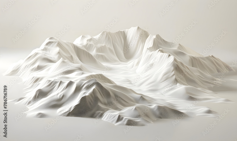 3D rendering of an abstract light white terrain landscape background ...