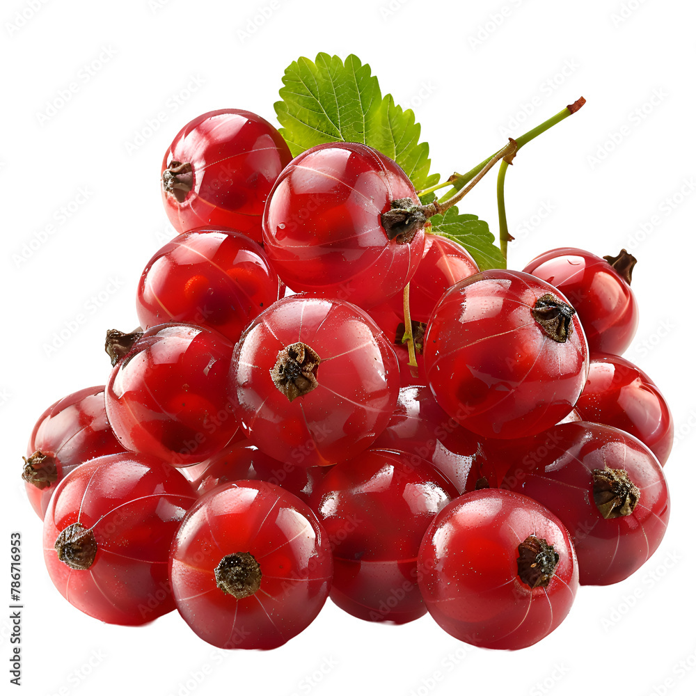 A realistic photo of a cluster of fresh red currants, vibrant and ...