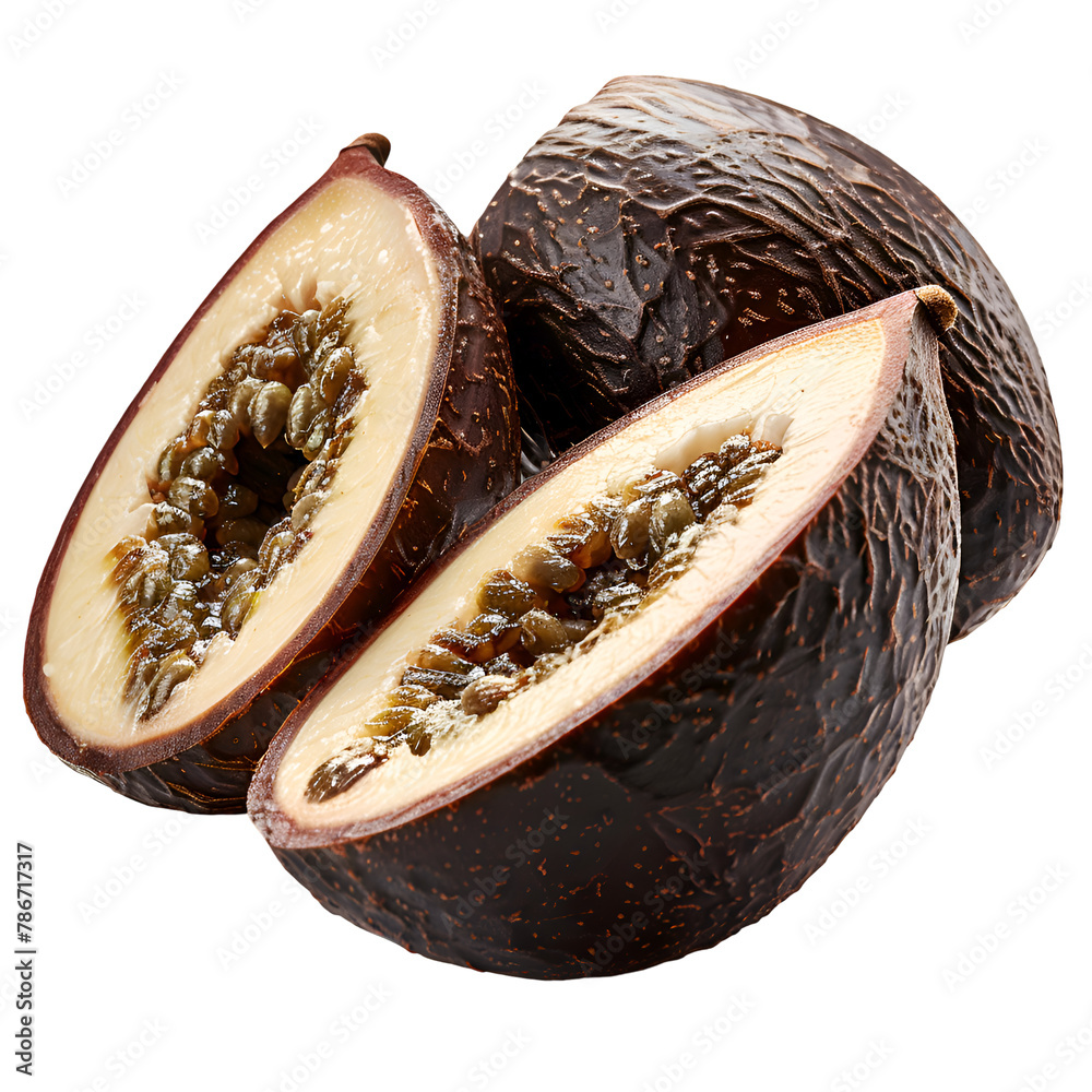 A realistic photo of a fresh cupuacu fruit, its brown, hairy exterior ...