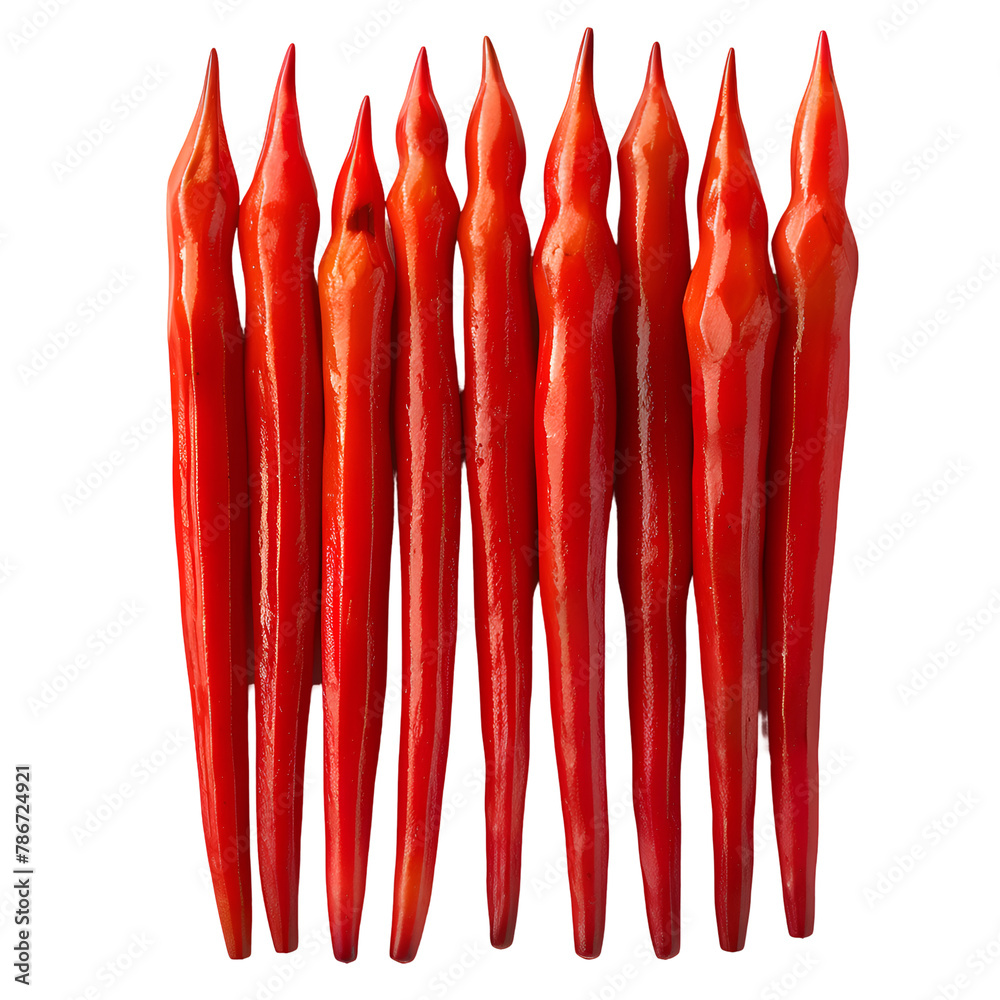 A realistic photo of fresh oca roots, their bright red, tuberous bodies ...