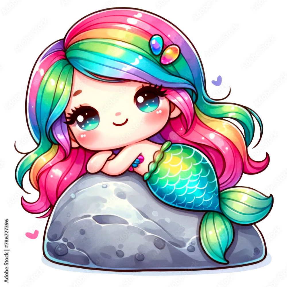 Colorful Rainbow Mermaid Characters Clipart Collection , An enchanting ...