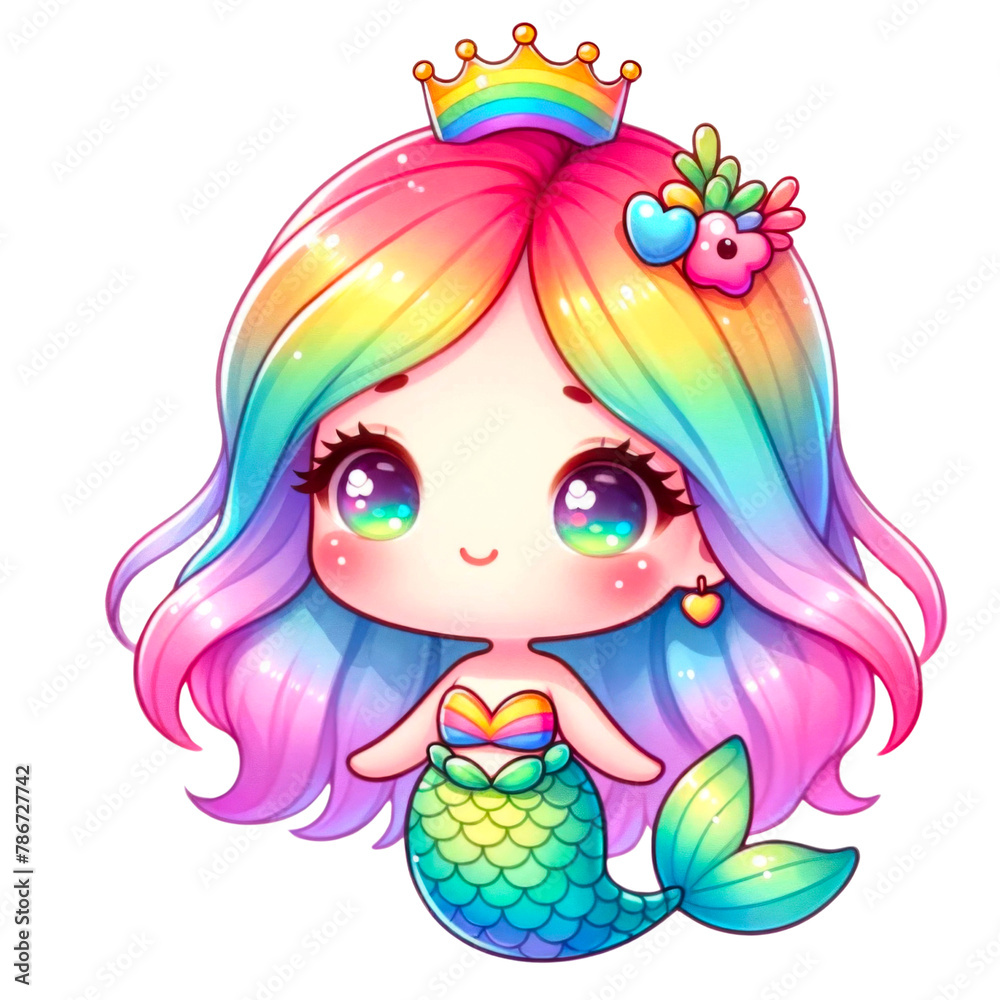 Colorful Rainbow Mermaid Characters Clipart Collection , An enchanting ...