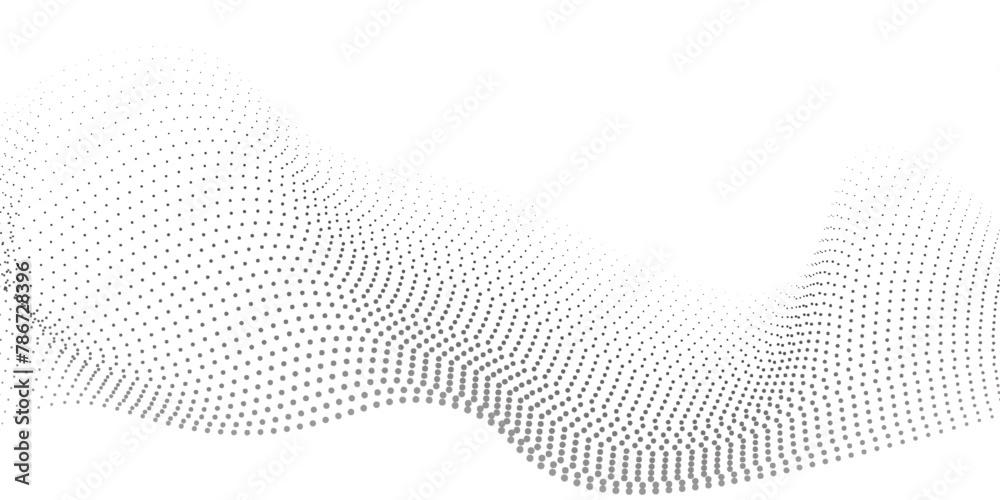 Flowing Dots Particles Wave Pattern 3d Curve Halftone Black Gradient Curve Shape Isolated On