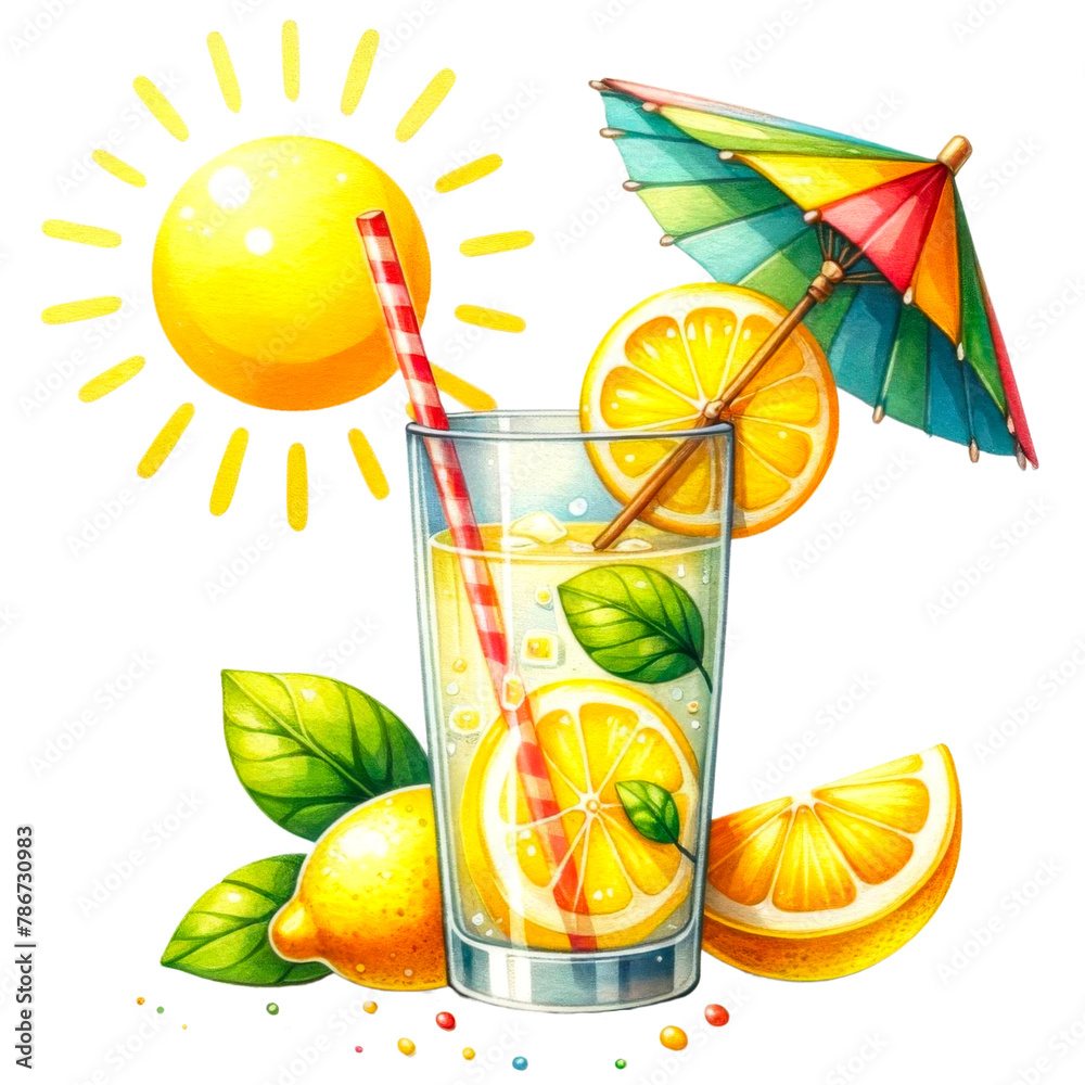 Summer Lemonade Stand and Festive Decorations Clipart, This collection ...