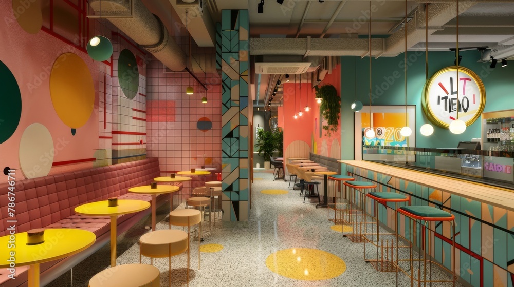 Artistic interpretation of a modern caf where every decor element ...