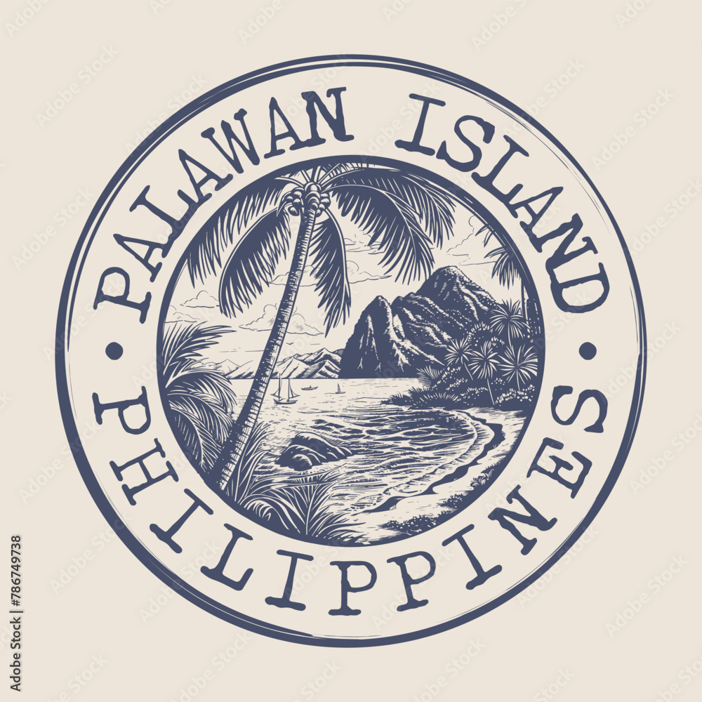Palawan Island, Philippines Stamp City Postmark. Silhouette Postal ...