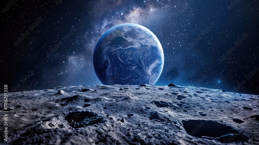 Earth floating above the moon Unique aerospace photography of our blue ...