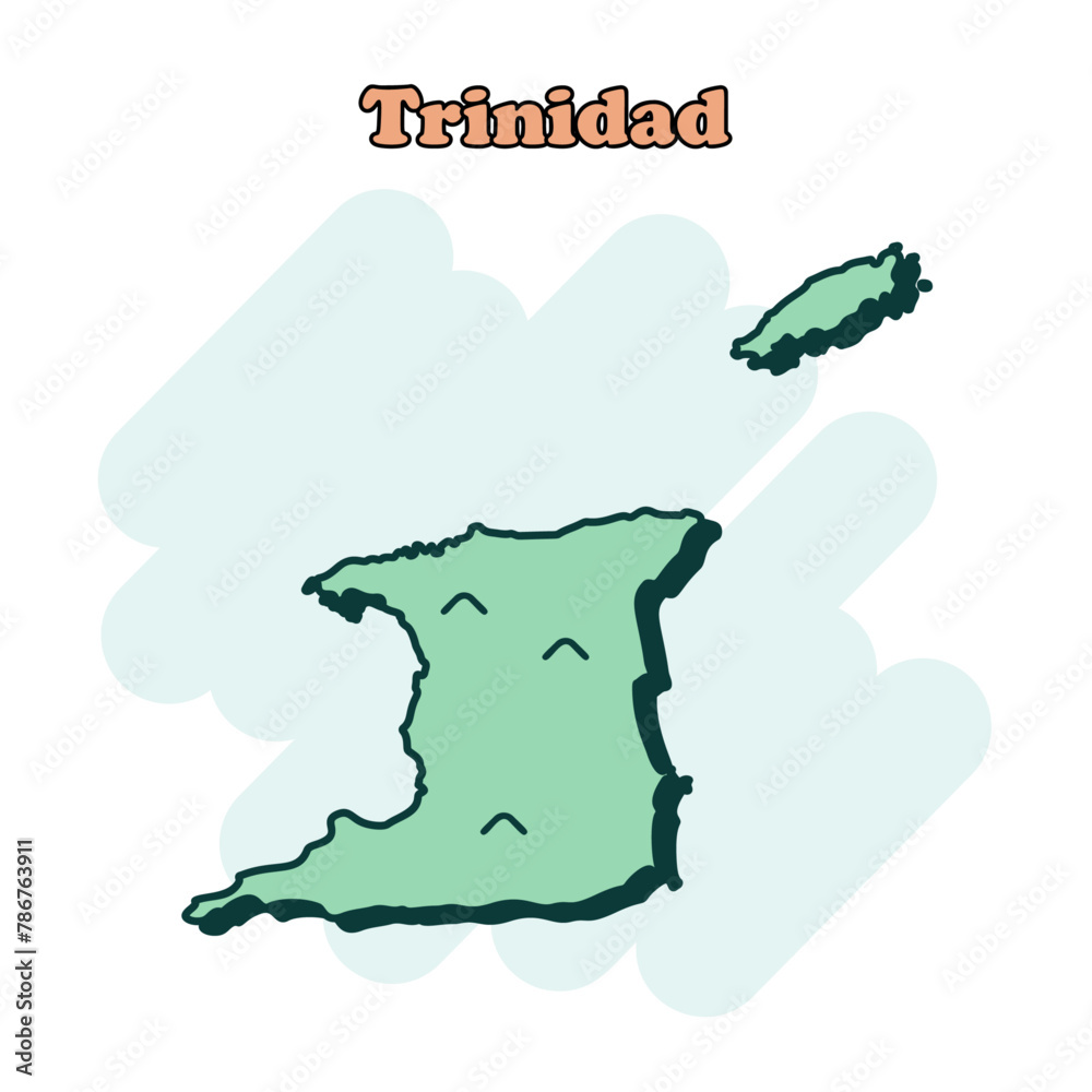 Trinidad cartoon colored map icon in comic style. Country sign ...