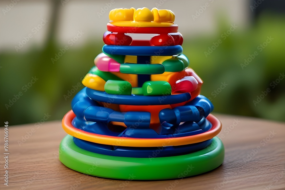 The pyramid playset, consisting of rings of different colors, promotes ...