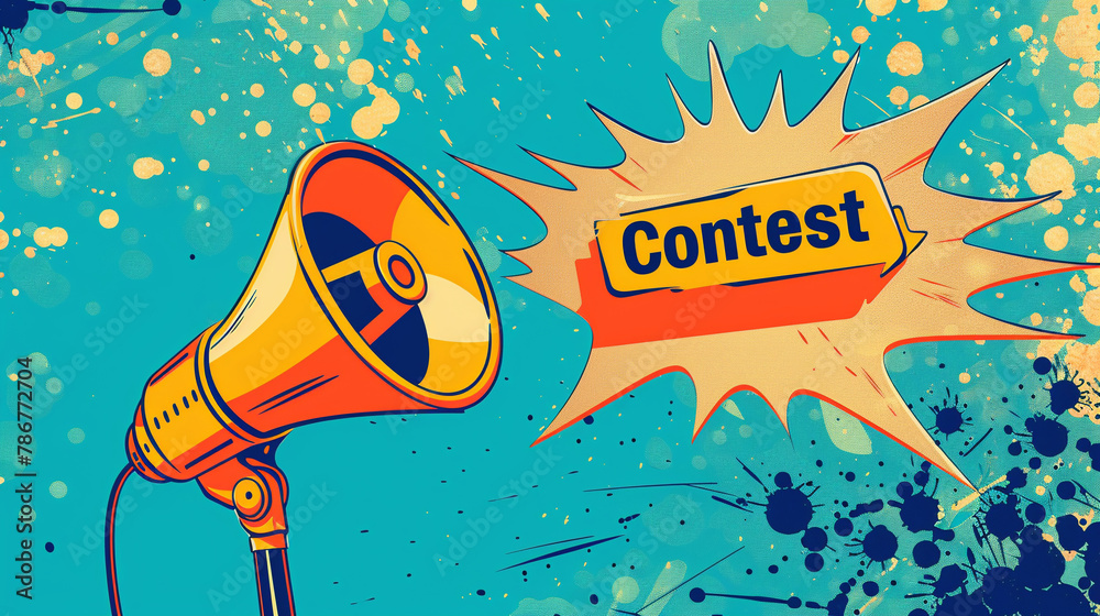 Microphone Contest Announcement "Contest" text, Exciting Prizes ...