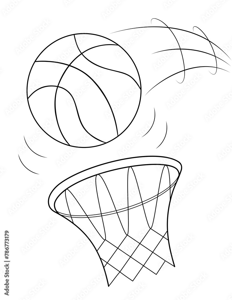 basketball coloring page ball and hoop. you can print it on standard 8 ...