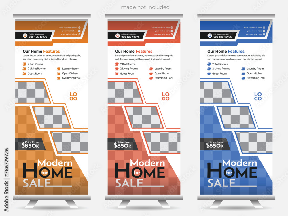 Modern and clean Real state , home for sale roll up banner design with ...