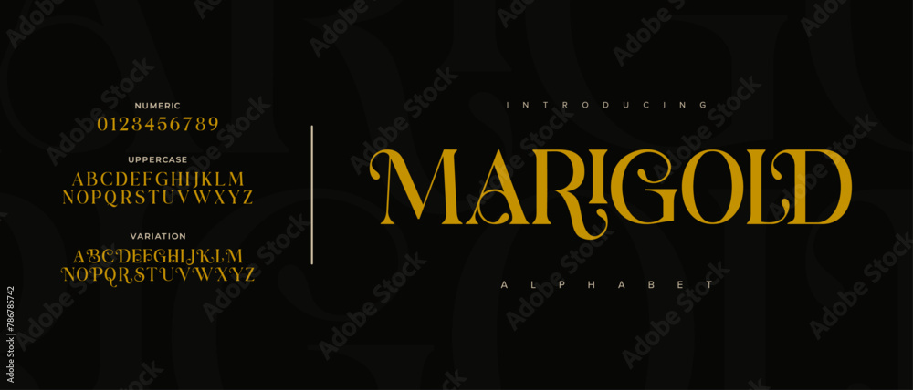 Marigold elegant Font Uppercase Lowercase and Number. Classic Lettering ...