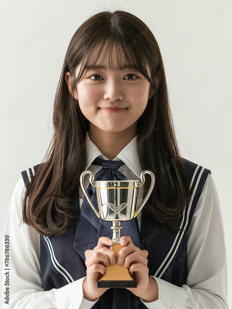 Cute Korean female high school student Receive a trophy in Korean ...