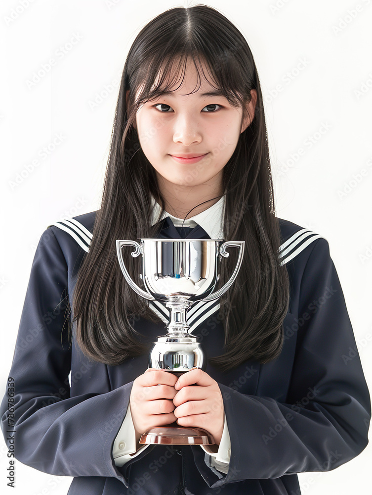 Cute Korean female high school student Receive a trophy in Korean ...