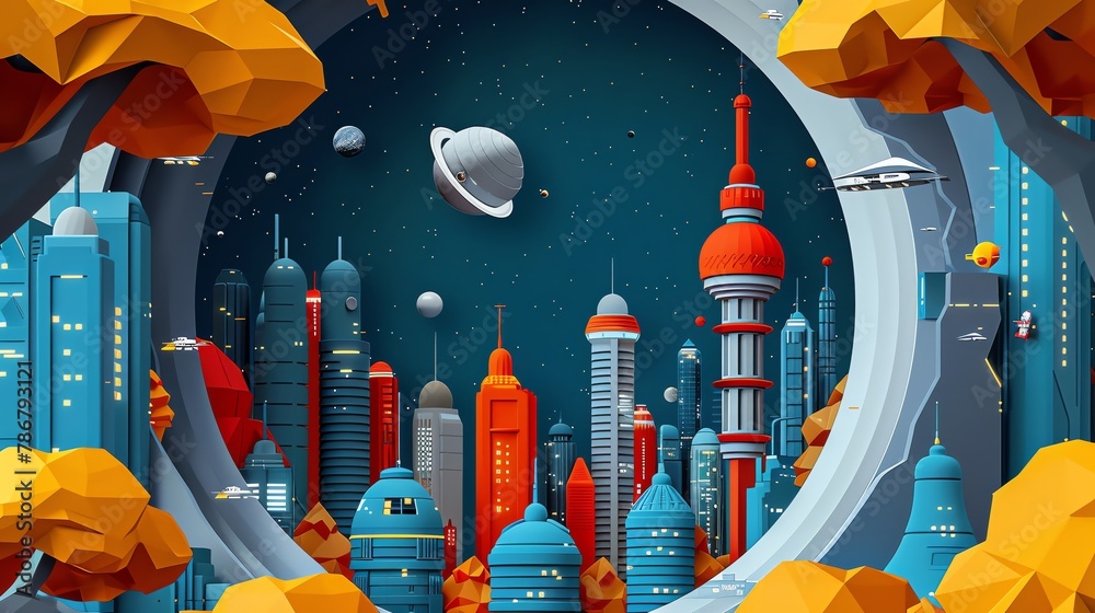 Illustrate a futuristic city overrun by nature reclaiming its space ...